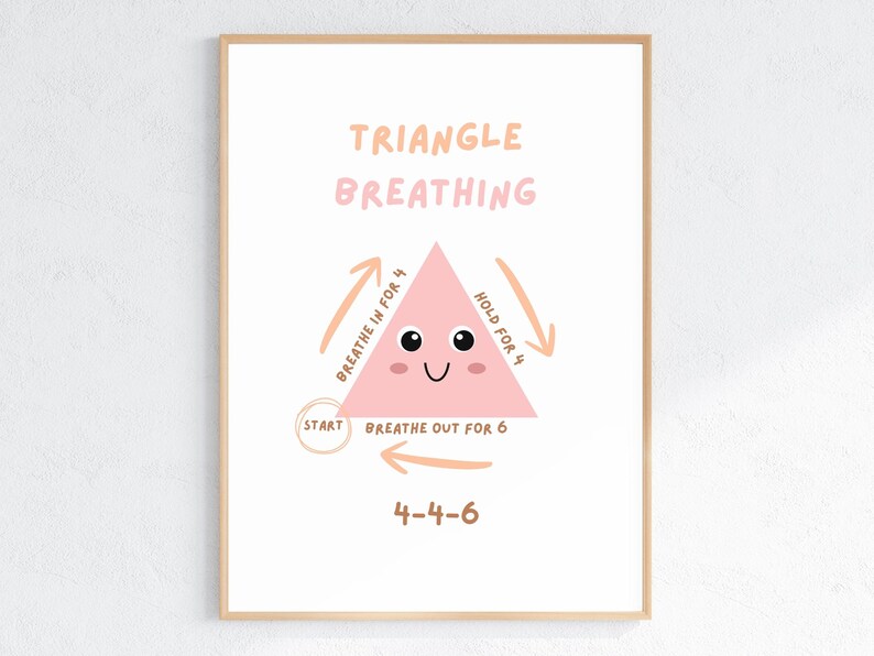 Triangle Breathing Poster for Kids, Calm Down Printable, Breathing ...