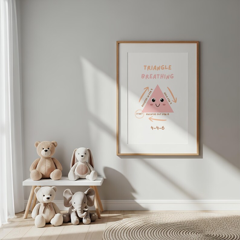 Triangle Breathing Poster for Kids, Calm Down Printable, Breathing ...