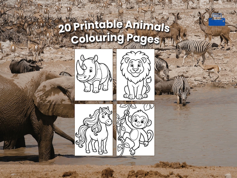20 Printable Animal Coloring Pages | Zoo, Farm, Jungle, Pets (PDF ...