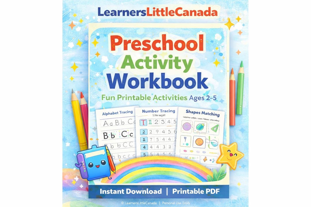 Preschool Activity Workbook | Alphabet, Number, Shapes Tracing (digital ...