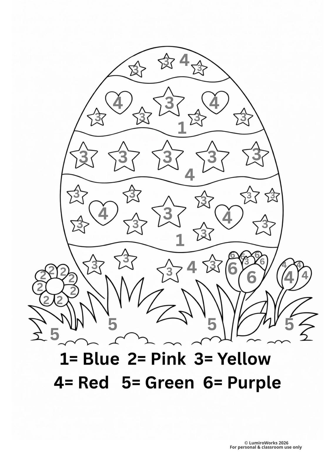 Easter Egg Color by Number Printable | Preschool Kindergarten Activity ...