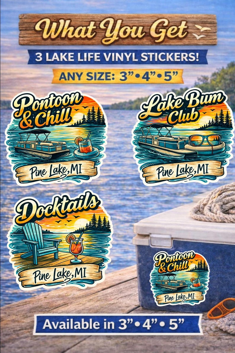 Custom Lake Life Sticker Bundle | Docktails Pontoon Stickers ...