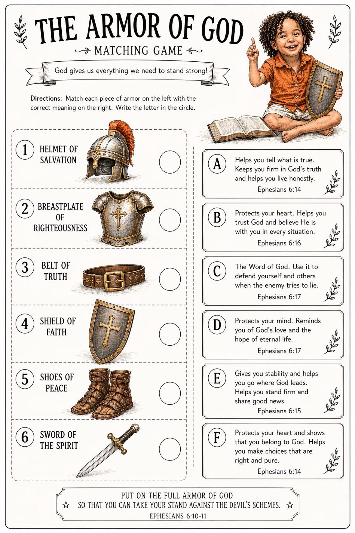 Armor of God Printable for Kids | Bible Activity Bundle | Christian ...