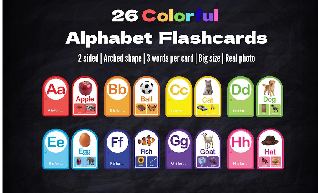 26 Alphabet Flashcards, Double-sided ABC Learning Cards (digital ...