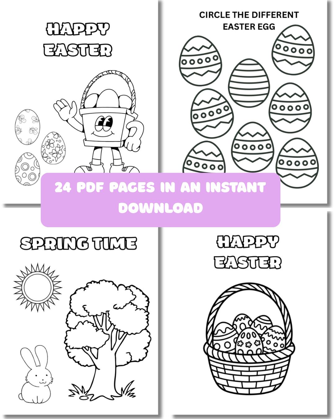 24 Printable Easter Coloring Activity Pages for Kids (digital Download ...
