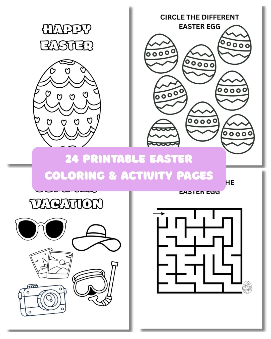 24 Printable Easter Coloring Activity Pages for Kids (digital Download ...