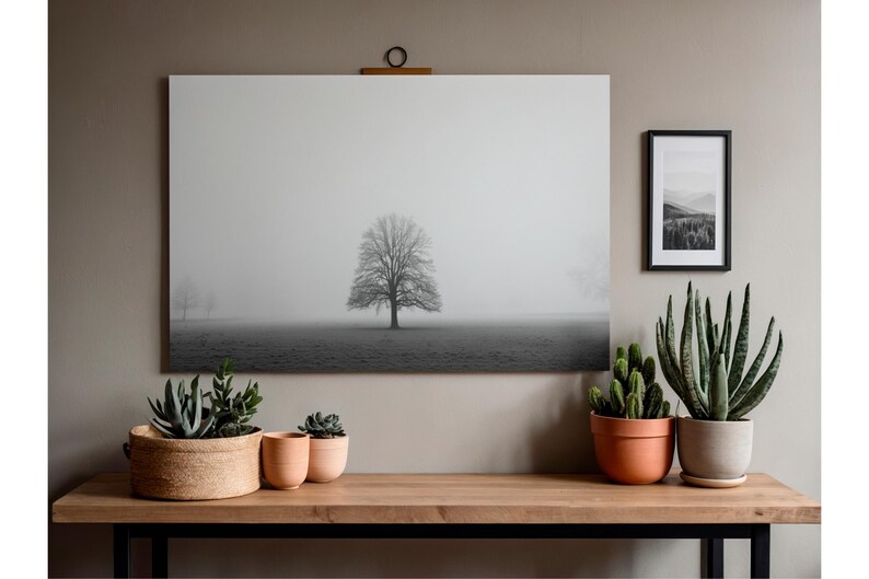 Winter Bare Tree Print Black and White | Foggy Landscape Photography ...