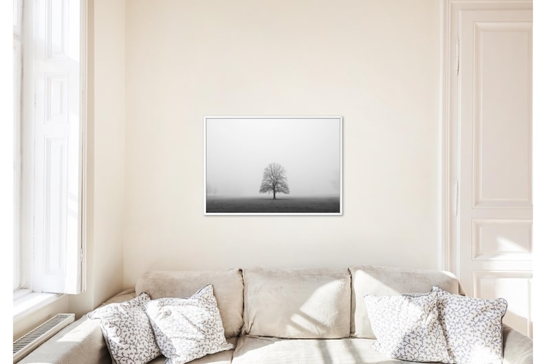 Winter Bare Tree Print Black and White | Foggy Landscape Photography ...