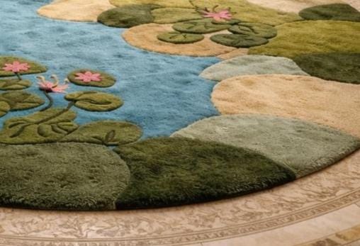 Luxury Round Water Lily Pond Rug Botanical Lotus Area Rug 4xx4 6x6 8x8 ...