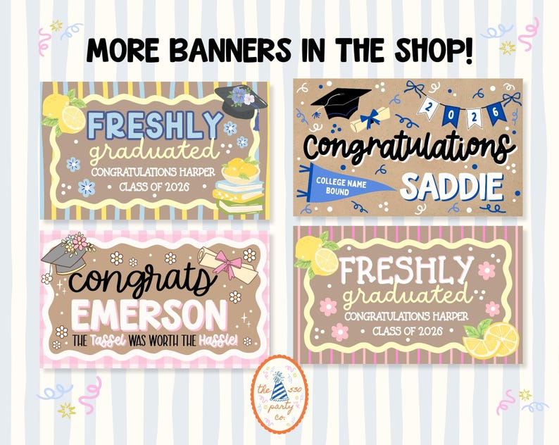 Editable Floral Graduation Banner Template – Personalized Grad Party ...