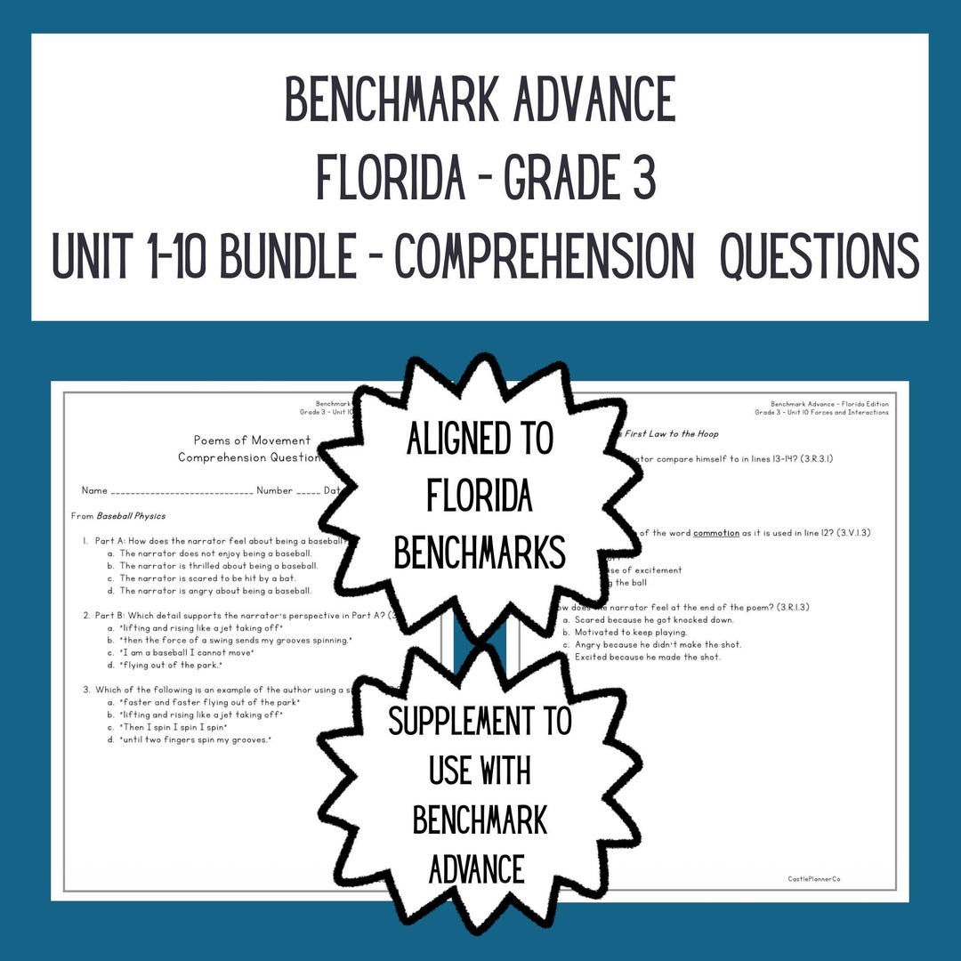 3rd Grade Reading Comprehension Worksheets | Benchmark Advance Unit 1 ...