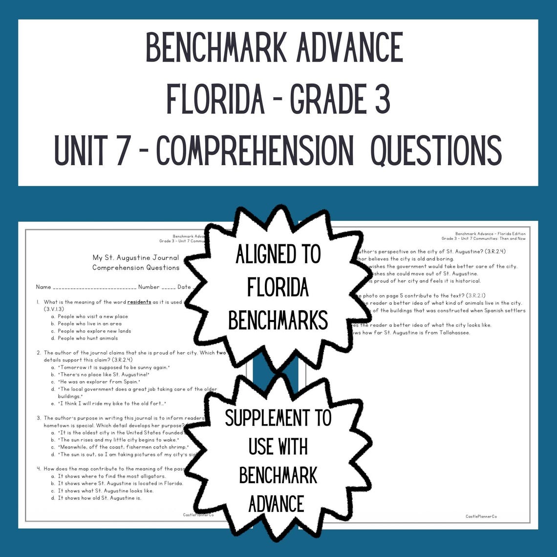 3rd Grade Reading Comprehension Worksheets | Benchmark Advance Unit 7 ...