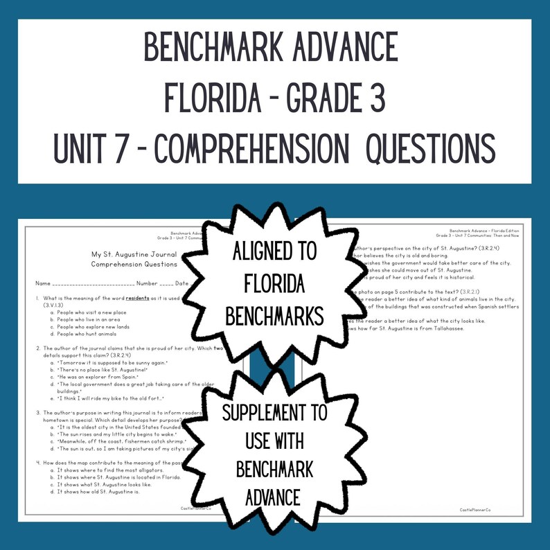 3rd Grade Reading Comprehension Worksheets | Benchmark Advance Unit 7 ...