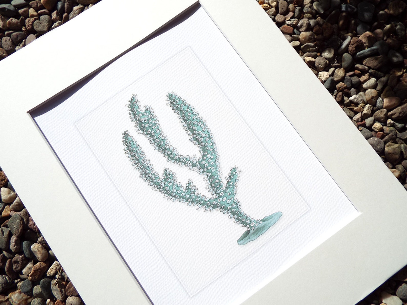 Ocean Blue Sea Coral Branch Archival Print on Watercolor Paper - Etsy