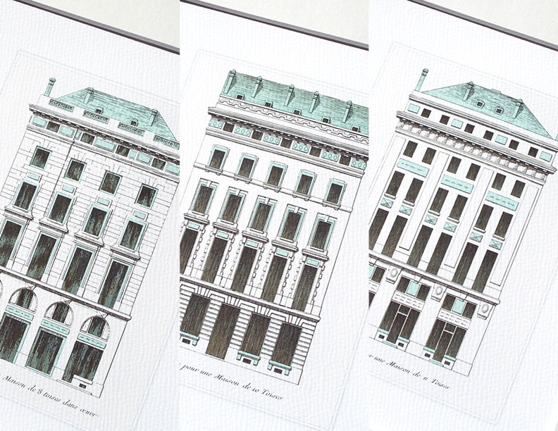 Set of 9 French Architectural Drawings of Paris Facades With | Etsy