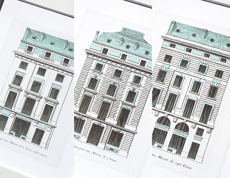 Set of 9 French Architectural Drawings of Paris Facades With | Etsy