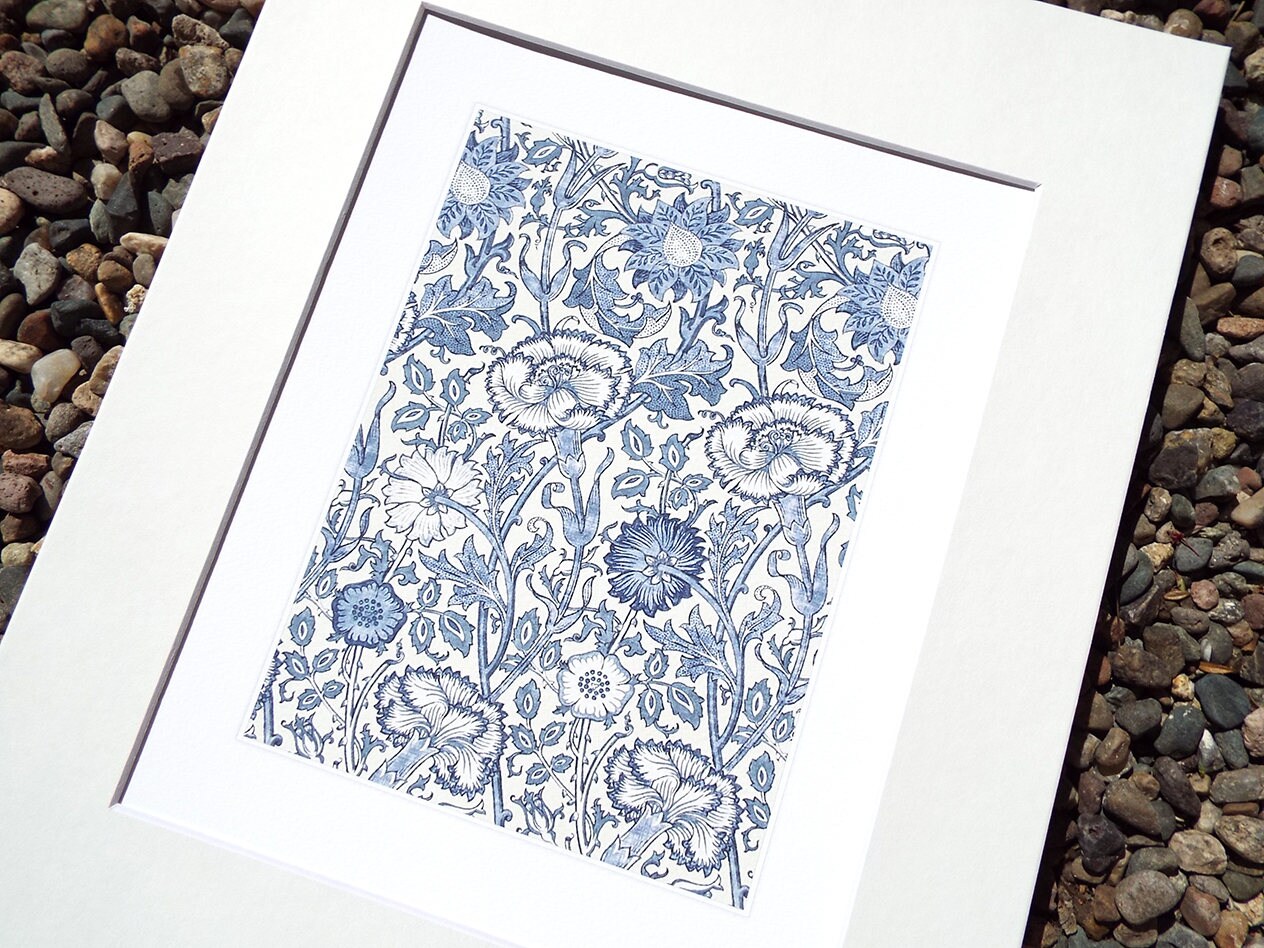 William Morris Navy Blue Botanical Pattern 3 Archival Quality Print on ...