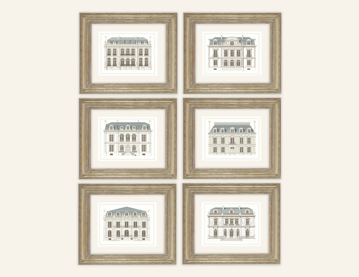 Set of 6 French Architectural House Designs on Archival - Etsy