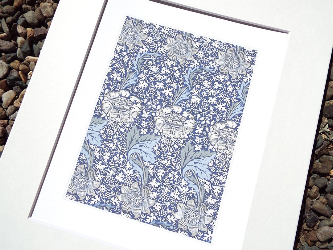 William Morris Navy Blue Botanical Pattern 1 Archival Quality Print on ...