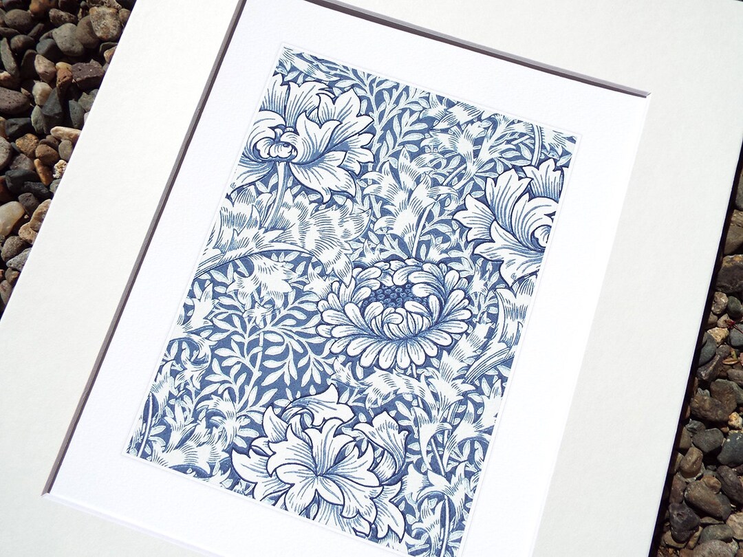 William Morris Navy Blue Botanical Pattern 2 Archival Quality Print on ...