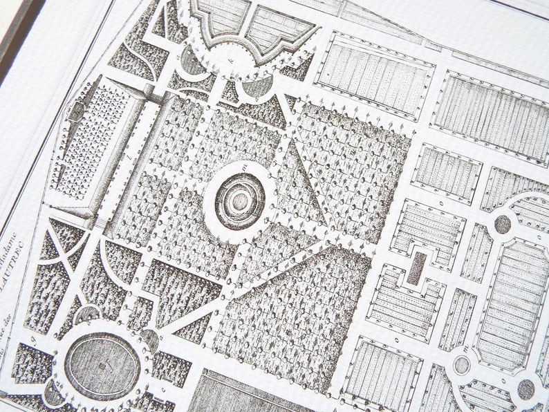 Antique French Garden Plan for Madame Lautrec in Sepia | Etsy