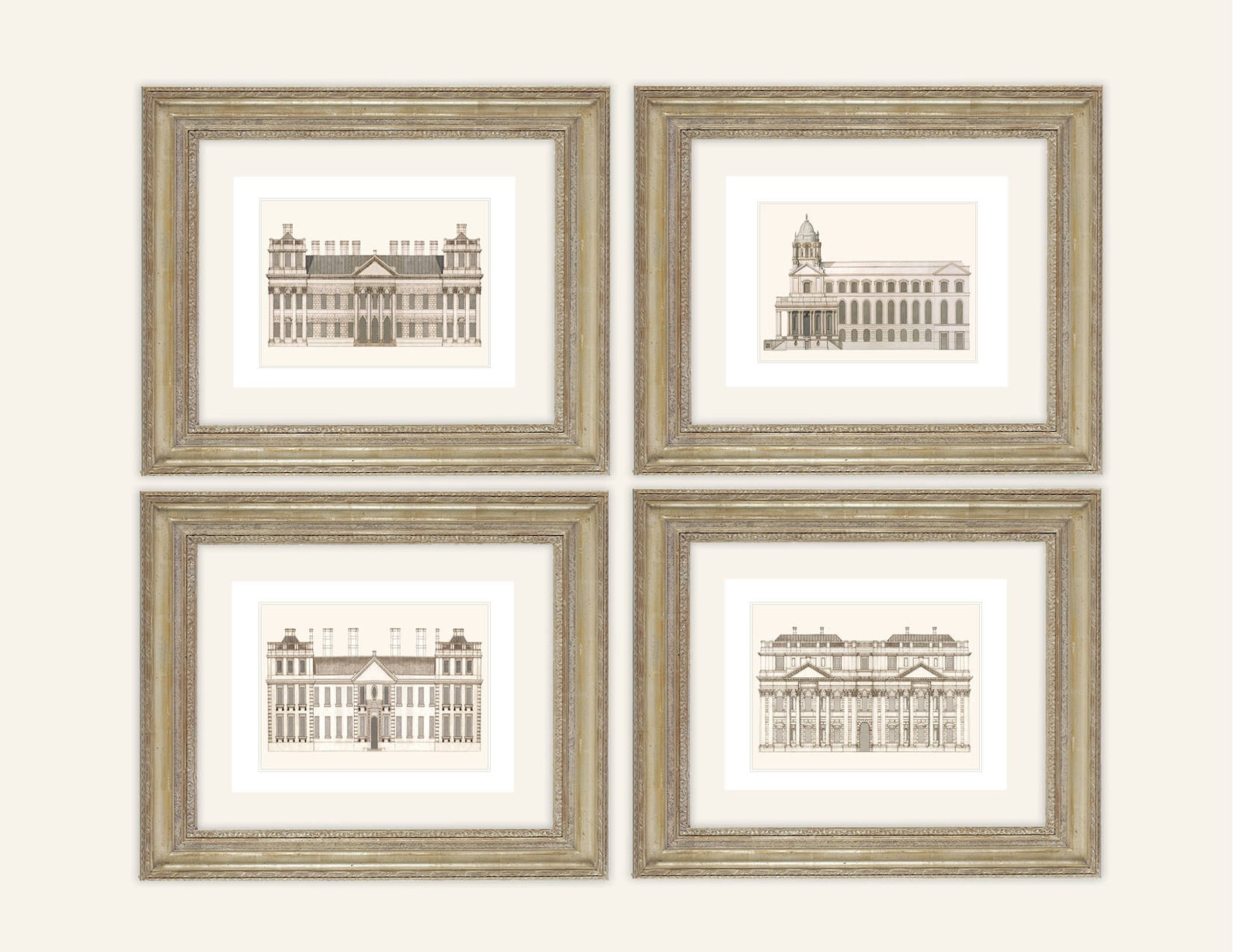 Set of 4 Architectural Prints in Sepia on Archival Watercolor Paper - Etsy