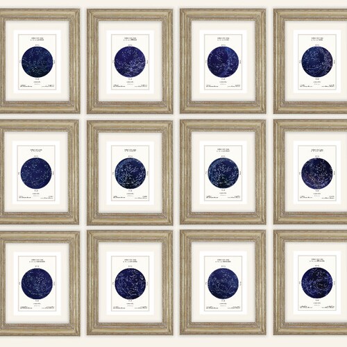 12 Months of Star Maps in Deep Navy Blue & Black Astronomy - Etsy