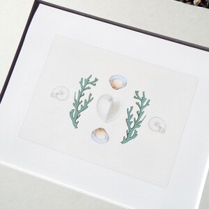 Blue Coral, Heart Shell, Pearl Clam Shell and Spiral White Shell ...