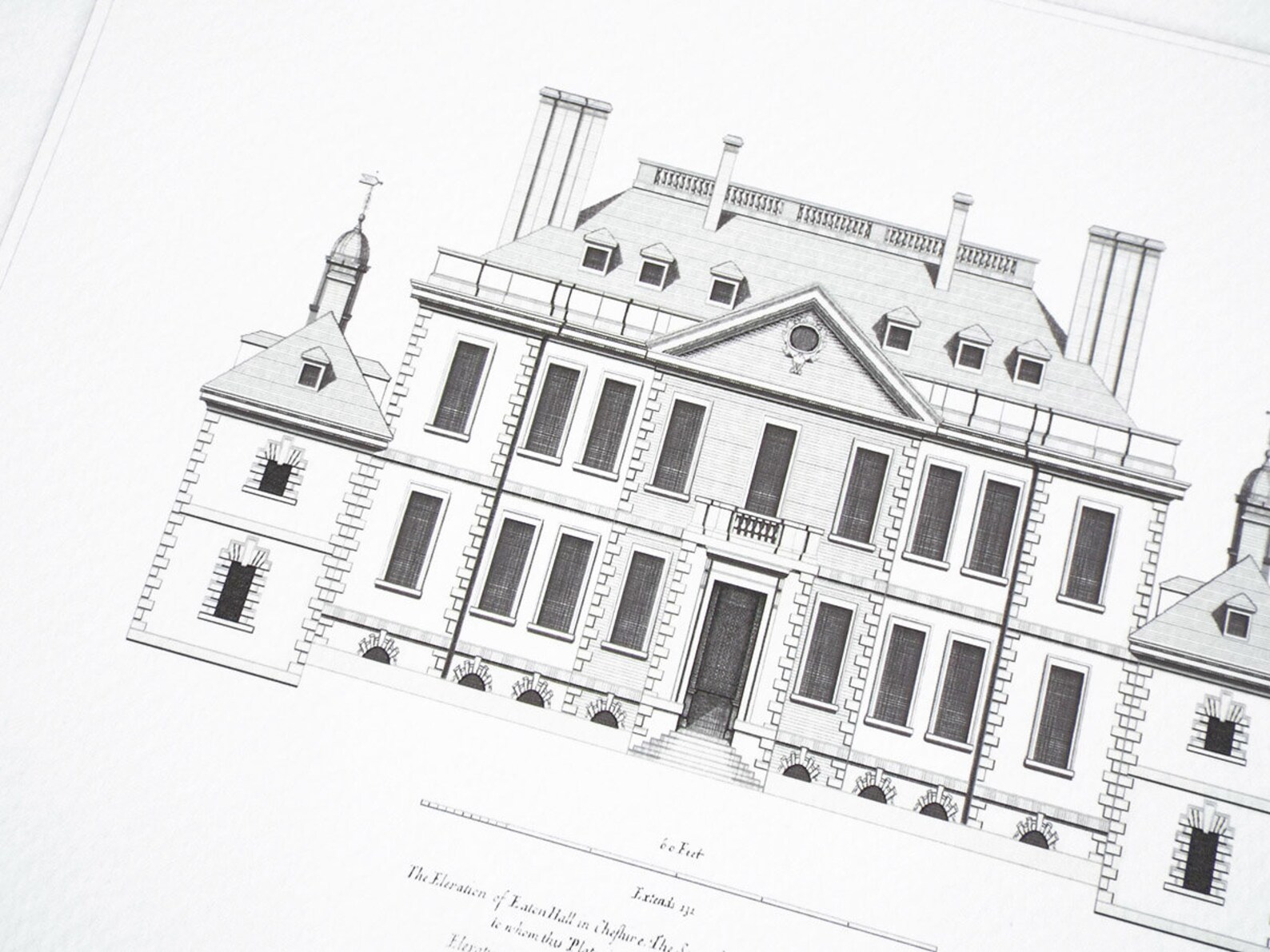 Architectural Drawing English Manor House in Grey 6 Archival - Etsy