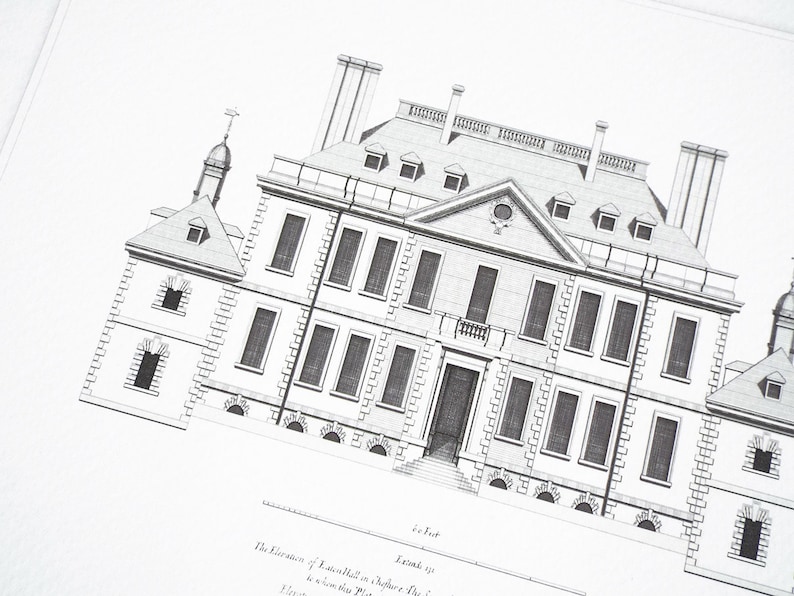 Architectural Drawing English Manor House in Grey 6 Archival - Etsy Denmark