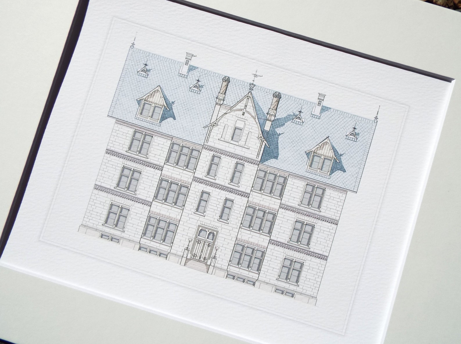 Set of 8 German Architectural Prints of Buildings in Muted | Etsy