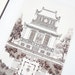 Sepia Pagoda Blueprint 2 Garden Architectural Plan Archival Print - Etsy