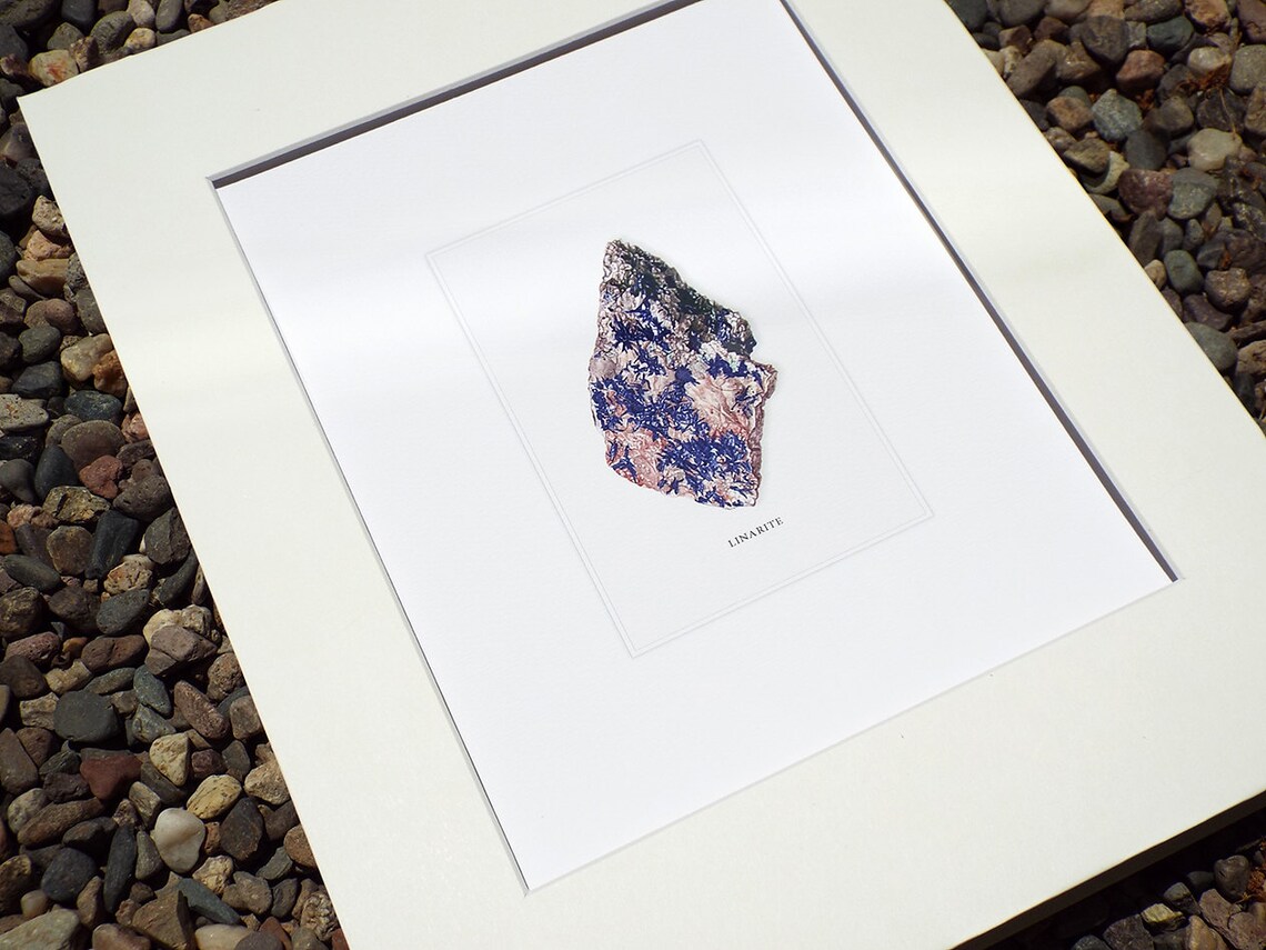 Linarite Mineral Specimen Archival Print on Watercolor Paper - Etsy