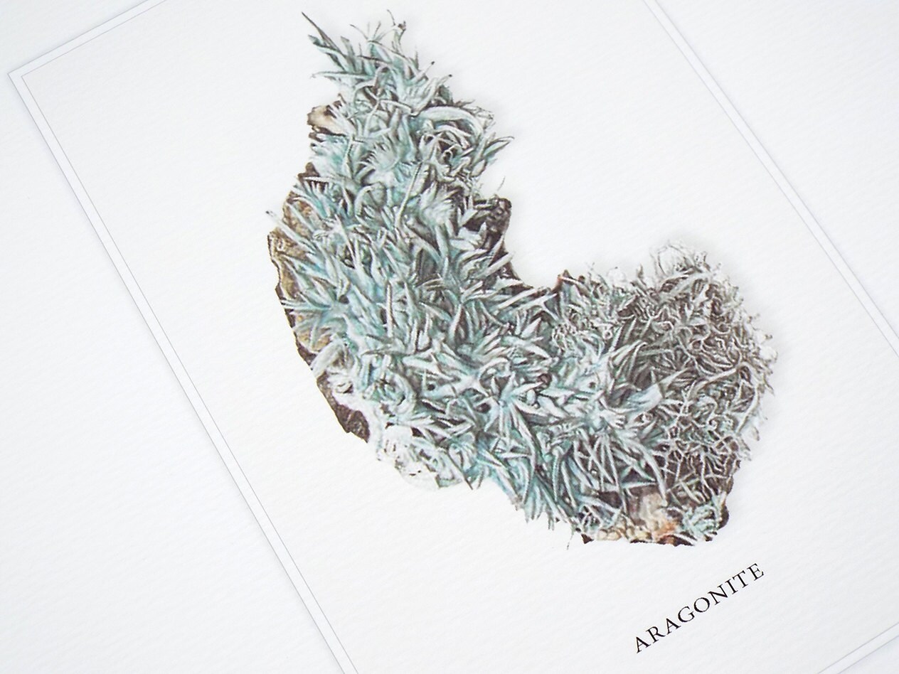 Aragonite Mineral Specimen Archival Print on Watercolor Paper | Etsy
