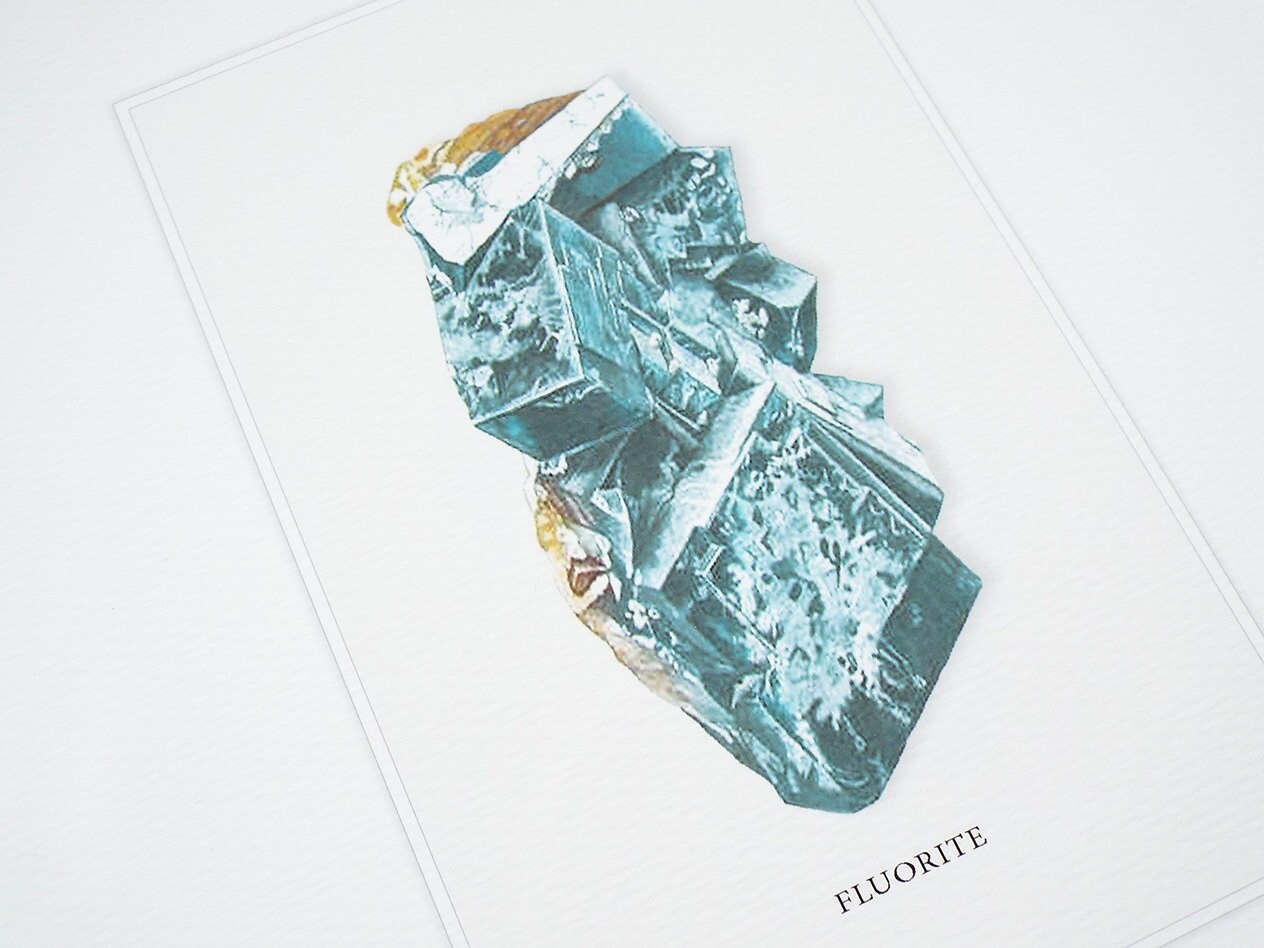 Fluorite Mineral Specimen Archival Print on Watercolor Paper | Etsy