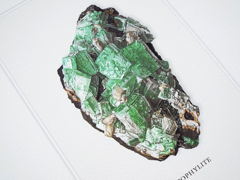 Apophylite Mineral Specimen Archival Print on Watercolor Paper | Etsy