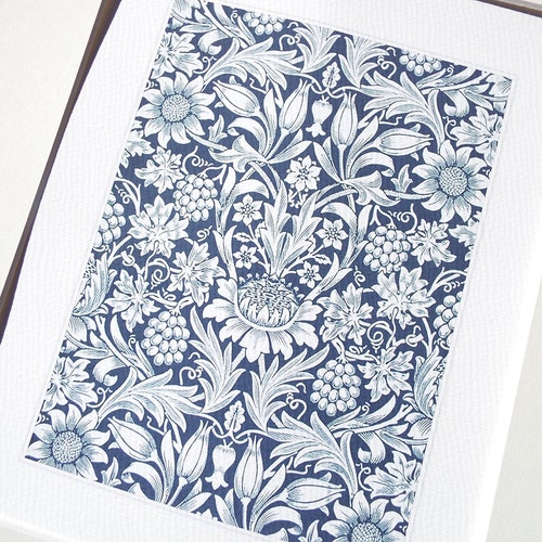 William Morris Navy Blue Botanical Pattern 3 Archival Quality - Etsy