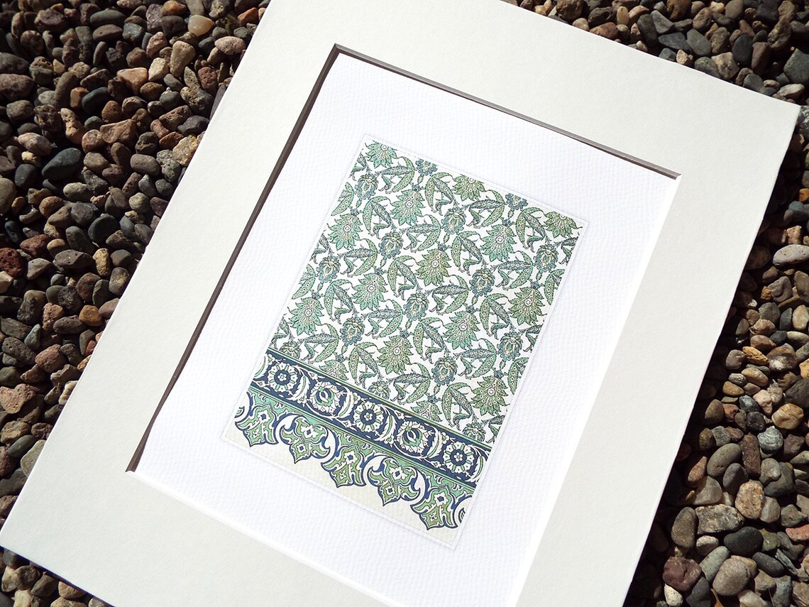Green & White Antique Tile Pattern Archival Quality Print - Etsy