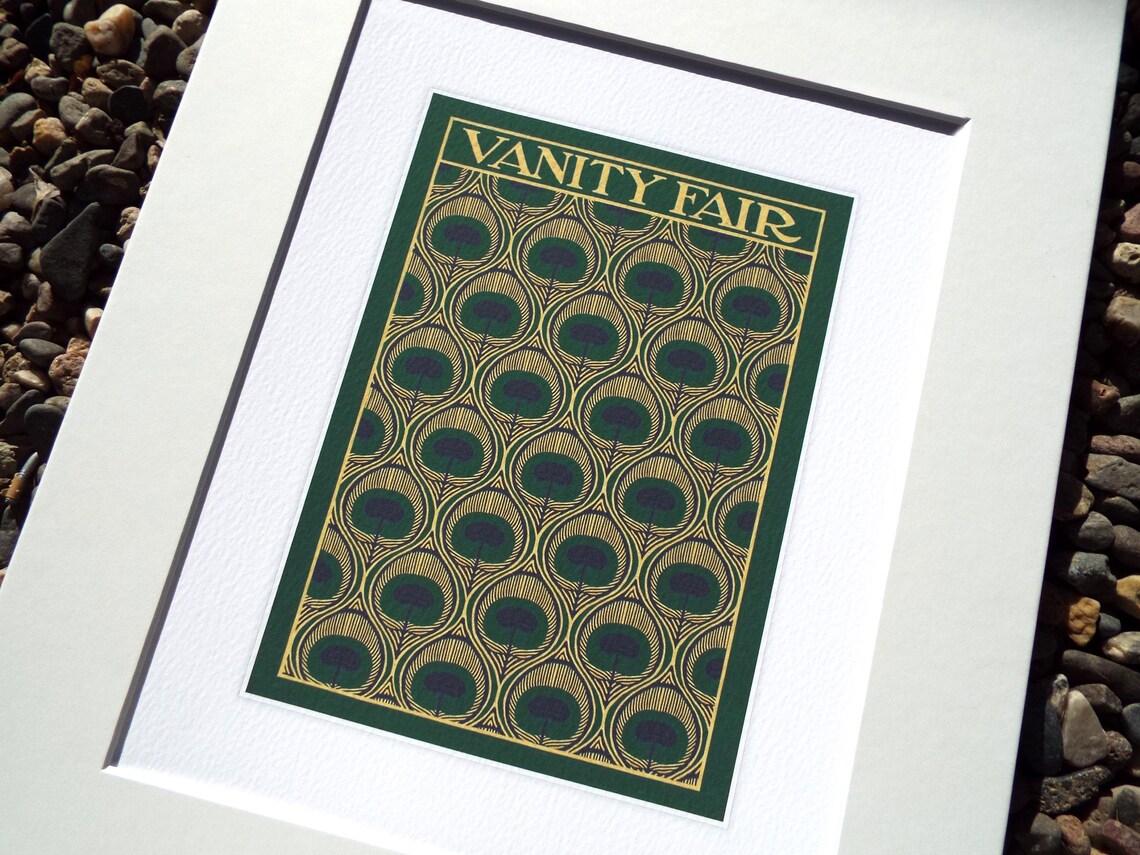 Antique Green & Gold Peacock Feather Book Cover Art Print on Watercolor ...