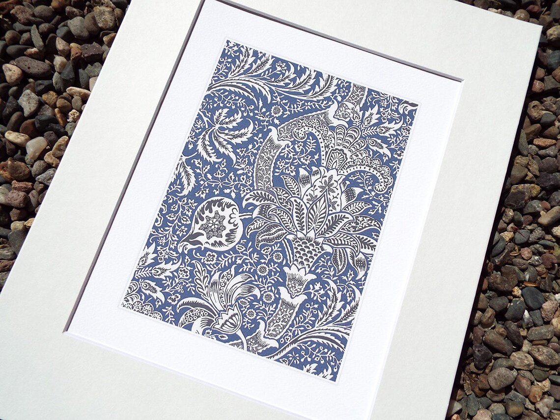 William Morris Navy Blue Botanical Pattern 4 Archival Quality Print on ...