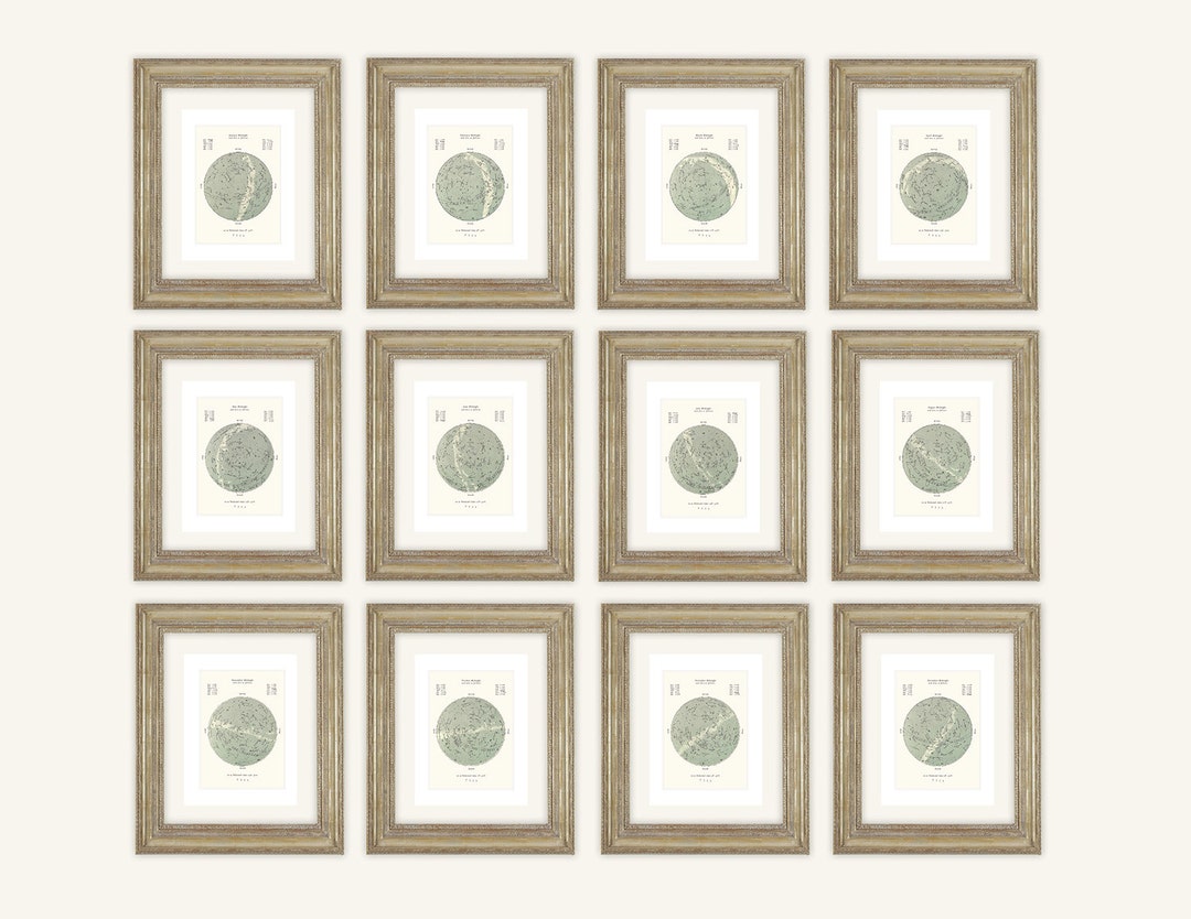Monthly Star Maps in Pale Green Astronomy Constellation - Etsy