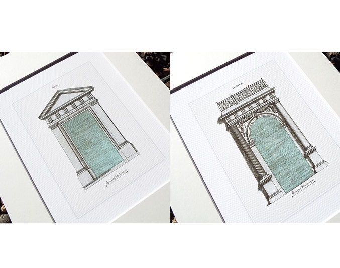 6 Set of Classical Architecture Doorways With Pale Blue Accent Antique ...