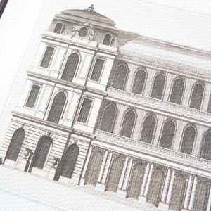Architectural Drawing 1 Building With Rounded Towers Archival Print on ...