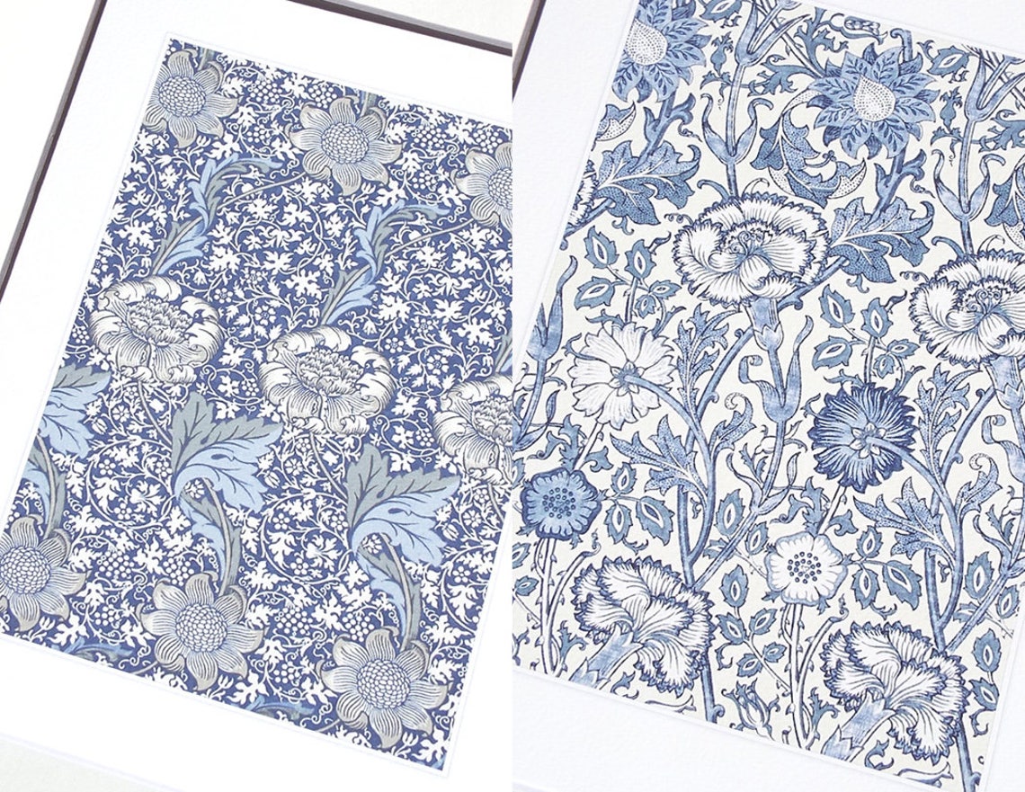 Set of 6 William Morris Navy Blue Botanical Archival Quality Prints on ...