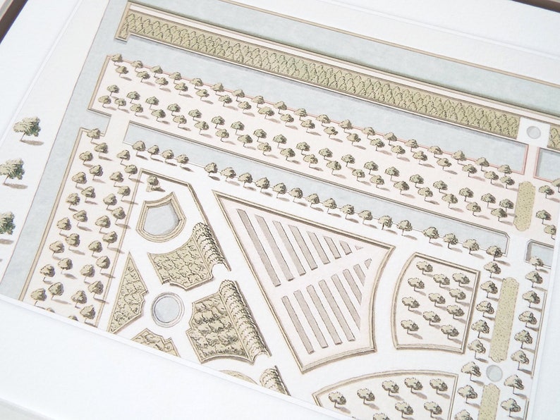 Dutch Antique Garden Plan Detail 1 Archival Print on Watercolor Paper ...