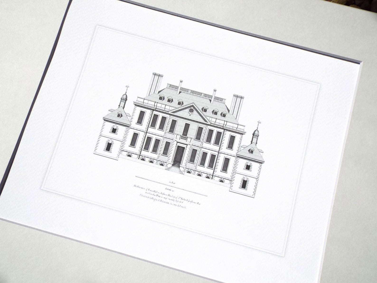 Architectural Drawing English Manor House in Grey 6 Archival Print on ...