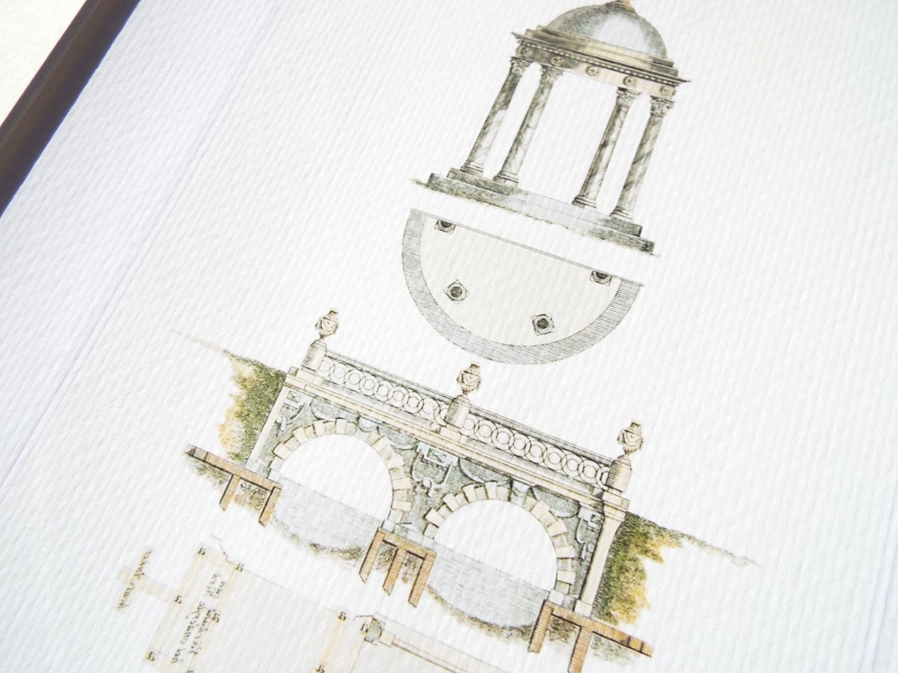 Classical Domed Pavilion & Stone Bridge in Silver Grey Architectural ...