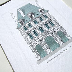 4 Set of French Architectural Illustrations With Blue Details Archival ...