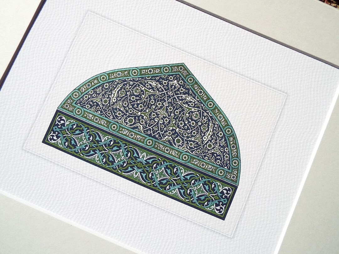 Moroccan Dome Shape Tile Design in Indigo Blue, Dark Green &turquoise ...