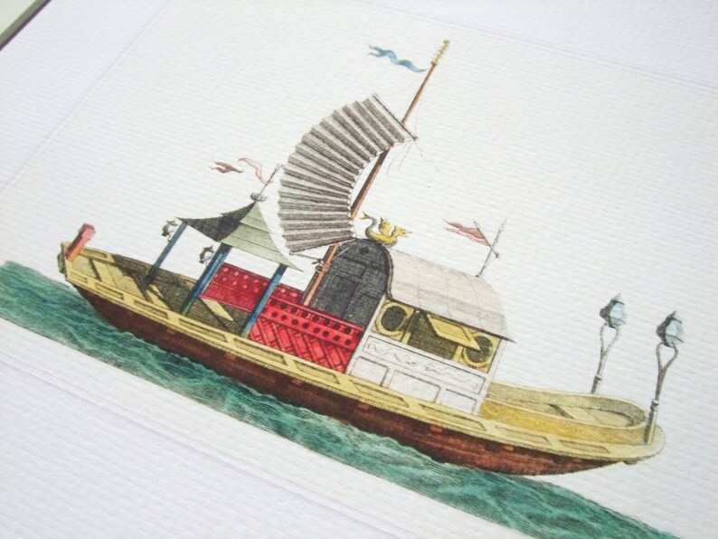 Chinese Junk Boat With Accordion Sail & Pagoda Structure Fine Art ...